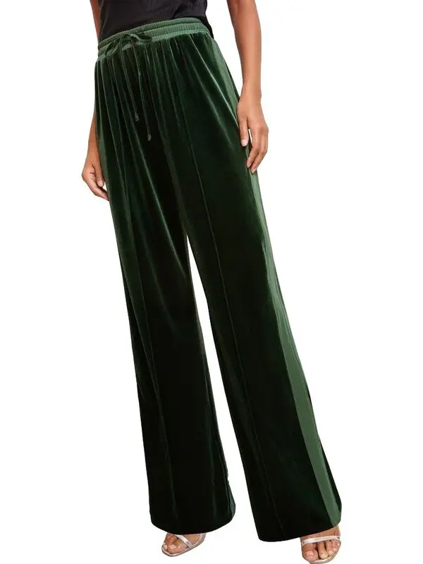 FRIENDS LIKE THESE Velvet Wide Leg Pants - Green