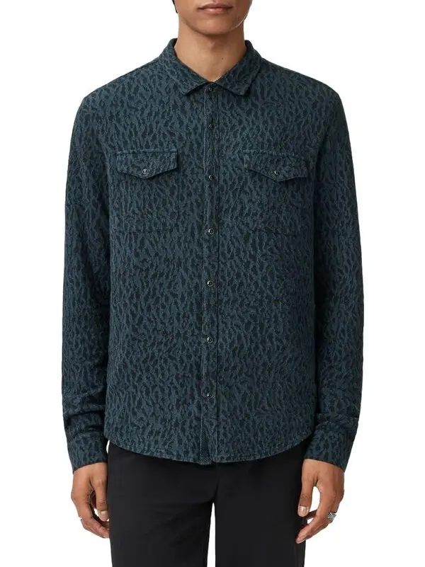 John Varvatos Ramona Long Sleeve Western Snap-up Shirt - Dark Forest