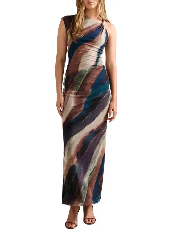 EVER NEW Karina Knotted One-shoulder Maxi Dress - Maren Abstract