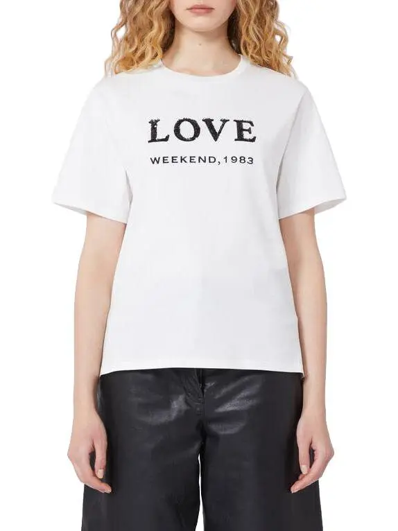 Max Mara Embellished Graphic T-shirt - White