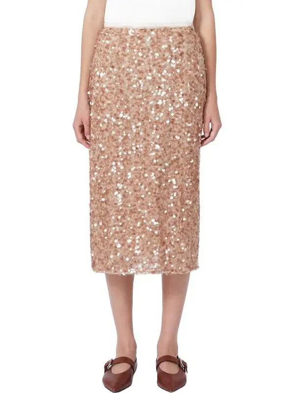 Max Mara Docchio Sequin Midi Skirt - Beige