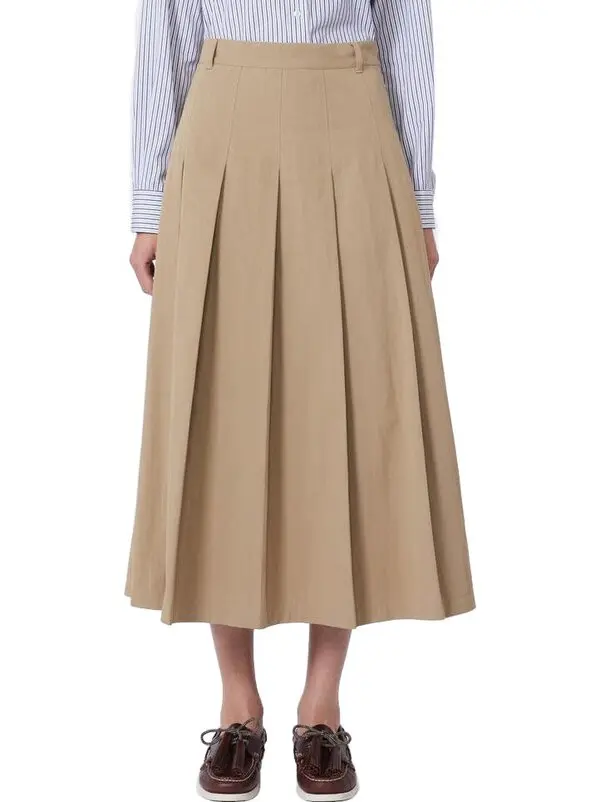 Max Mara Dorme Pleated Maxi Skirt - Hazelnut Brown