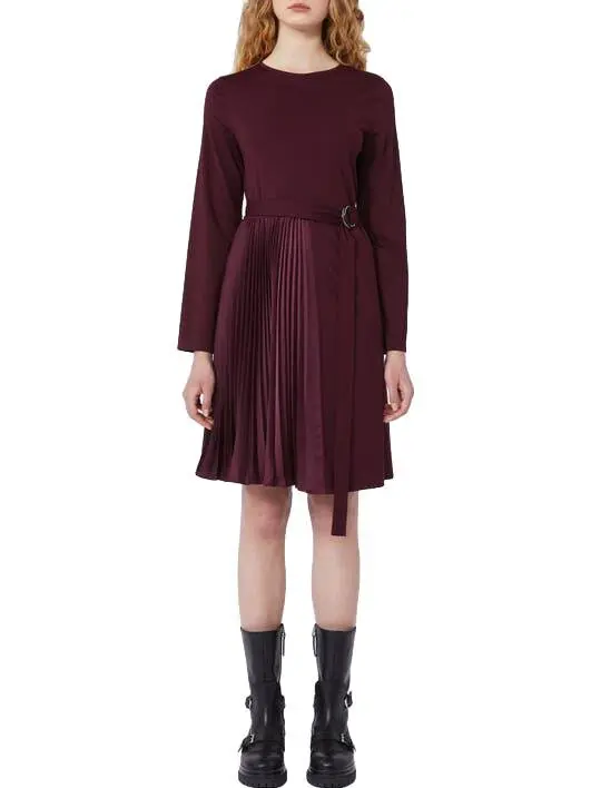 Max Mara Talamo Long-sleeve Pleated Dress - Bordeaux