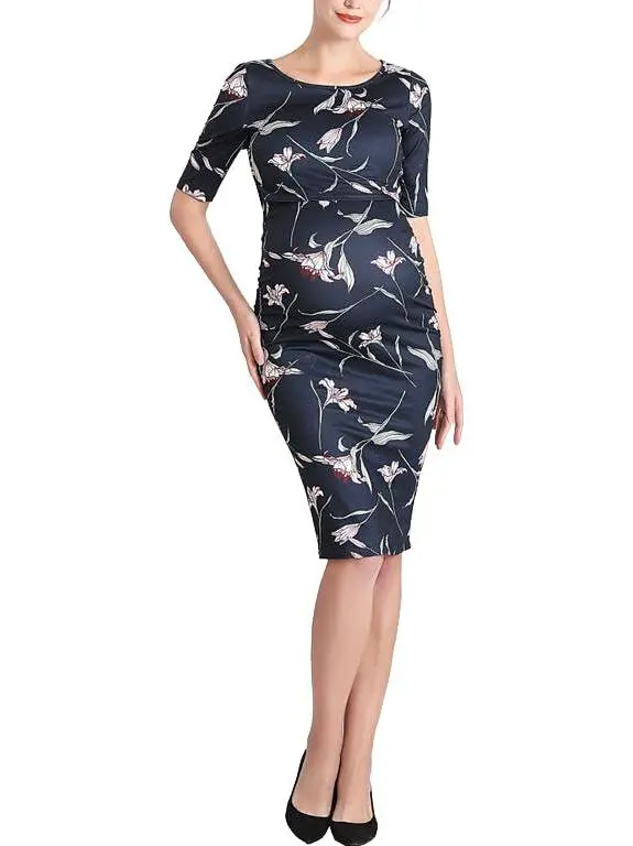 KIMI + KAI Maternity/nursing Midi Dress - Navy
