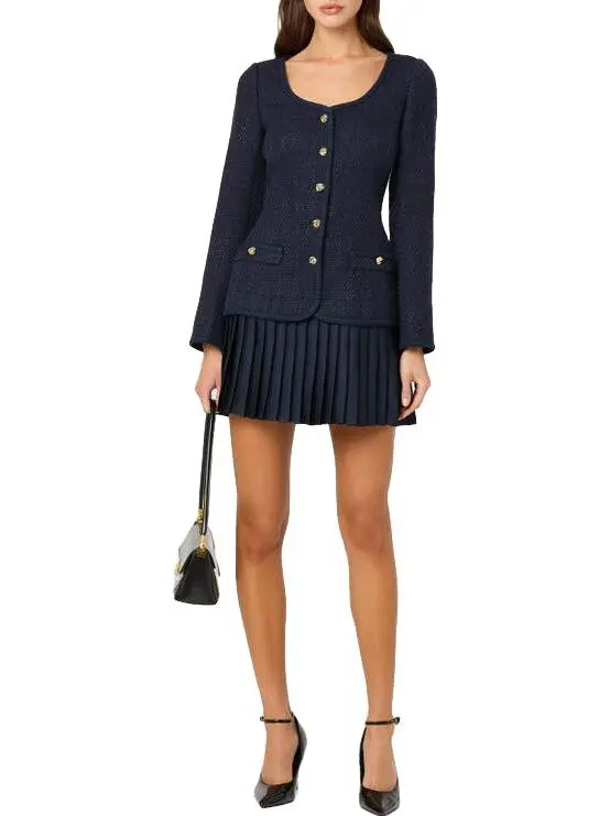 Astr The Label Malorie Long Sleeve Dress - Navy