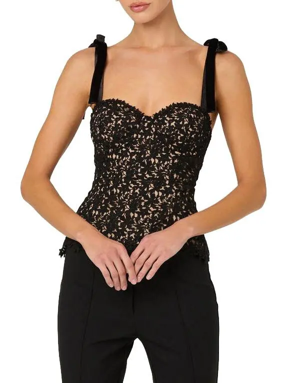 Astr The Label Donne Lace Corset Top - Black Nude