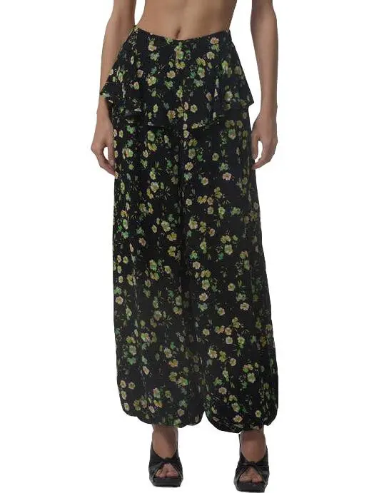 AFRM Graciela Floral Ankle Wide Leg Pants - Citrus Daisy