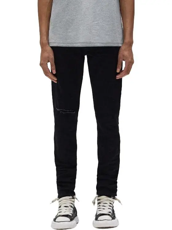 PURPLE BRAND Rip & Repair Knee Slim Jeans - Black