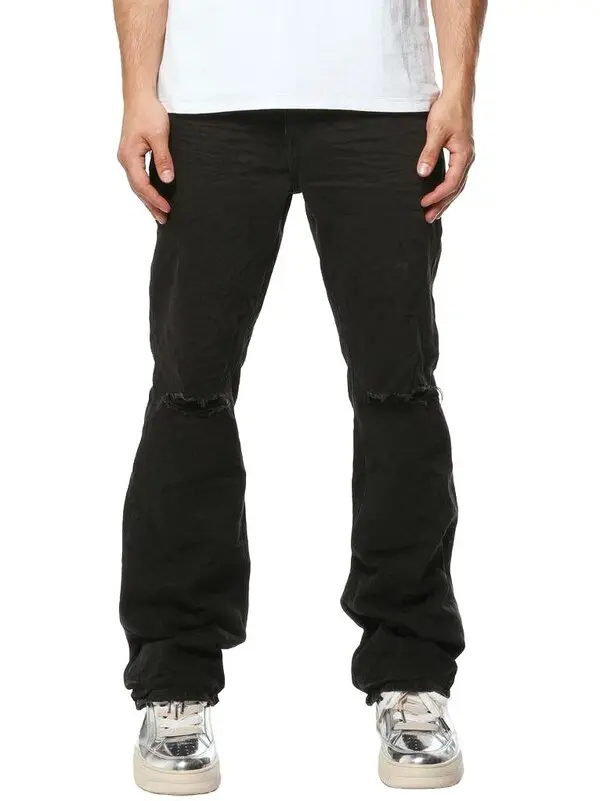 PURPLE BRAND Lancer Ripped Knee Bootcut Jeans - Black