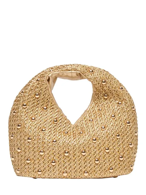 Dolce Vita Dahlia Studded Woven Raffia Handbag - Gold