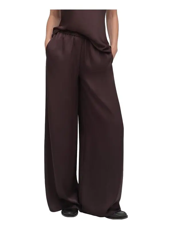 FAVORITE DAUGHTER Satin Wide-leg Pants - Espresso