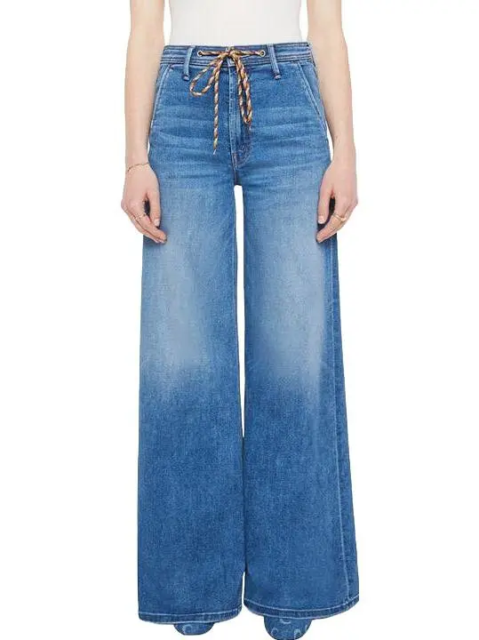 MOTHER The Drawn Undercover Prep Sneak Wide Leg Jeans - Fuzzy Wuzzy Was A Bear