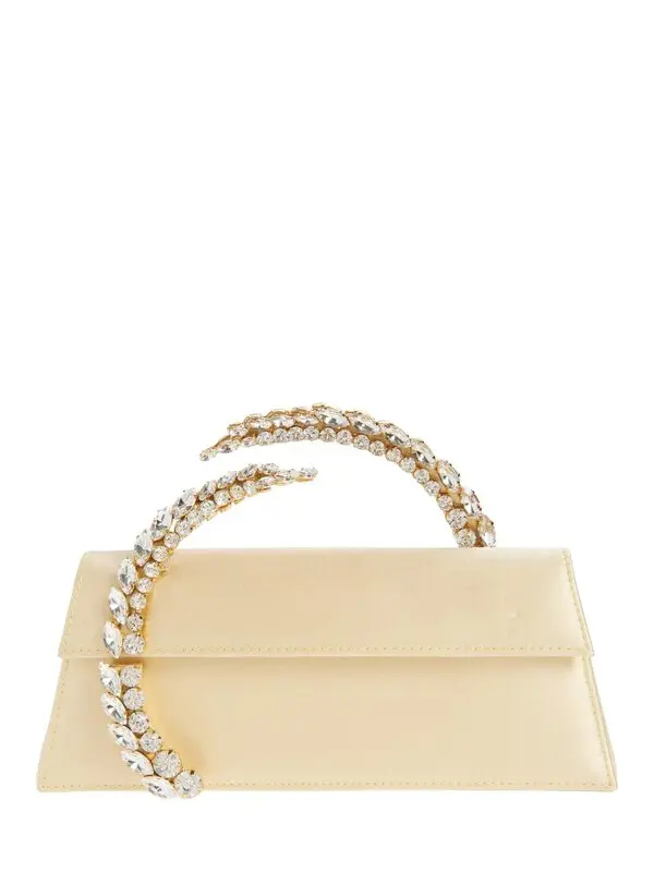 L’ALINGI Karma Crystal Handle Satin Clutch - Butter Yellow