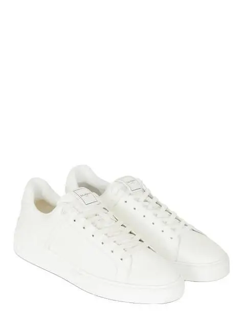 Balmain B-court Calfskin Trainers - White