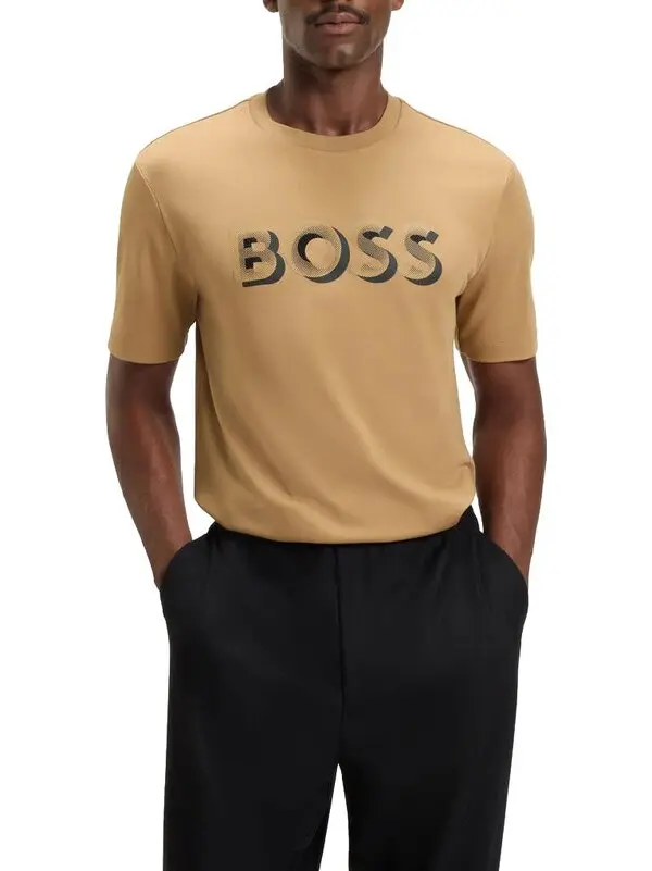 BOSS Thompson Cotton Logo Graphic T-shirt - Medium Beige