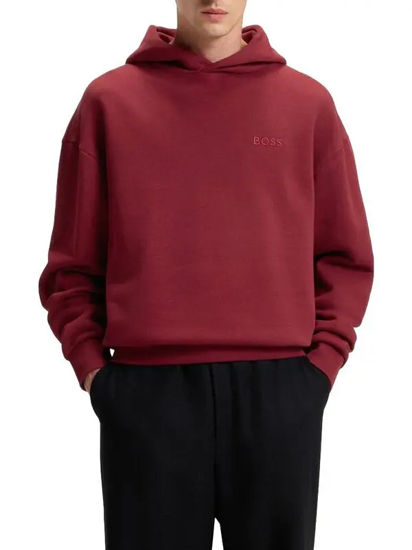 BOSS Cotton Fleece Pullover Hoodie - Dark Red