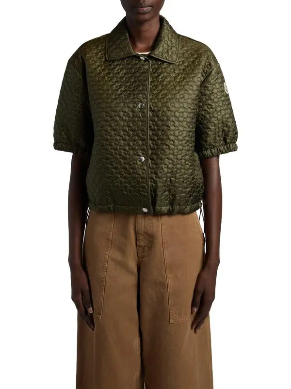 Moncler Flower Quilted Short Sleeve Jacket - Deep Depths