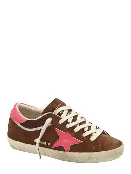 GOLDEN GOOSE Super Star Low Top Sneaker - Brown/fucsia