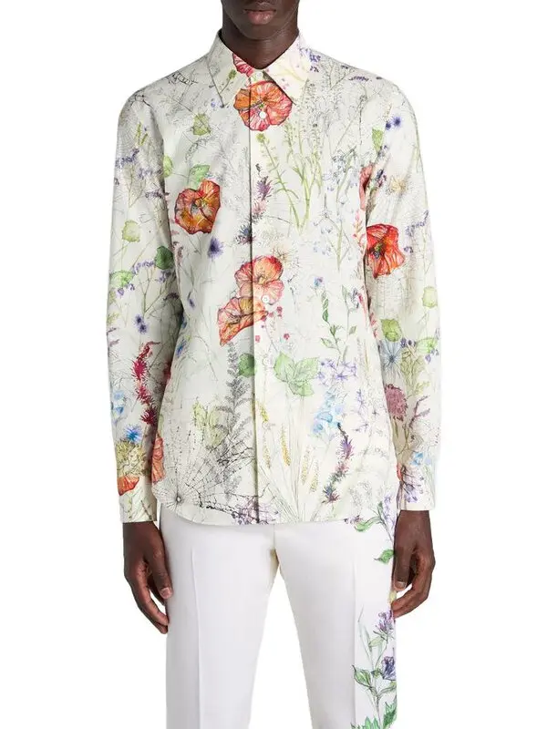 Alexander McQueen Floral Shop Button-up Shirt - White Multicolour
