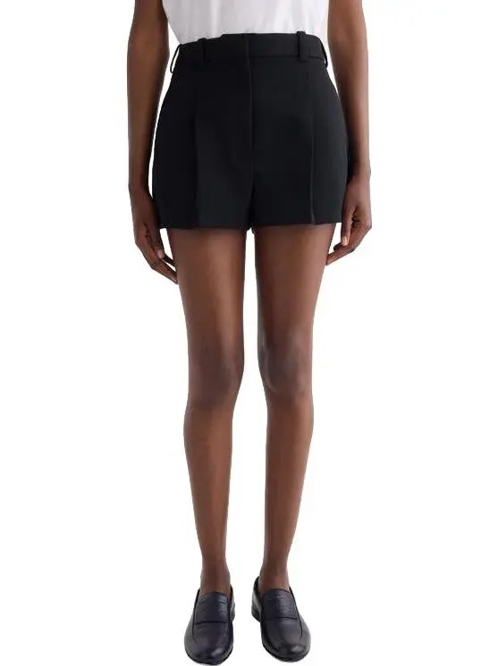 Givenchy Pleated Wool Grain De Poudre Shorts - Black