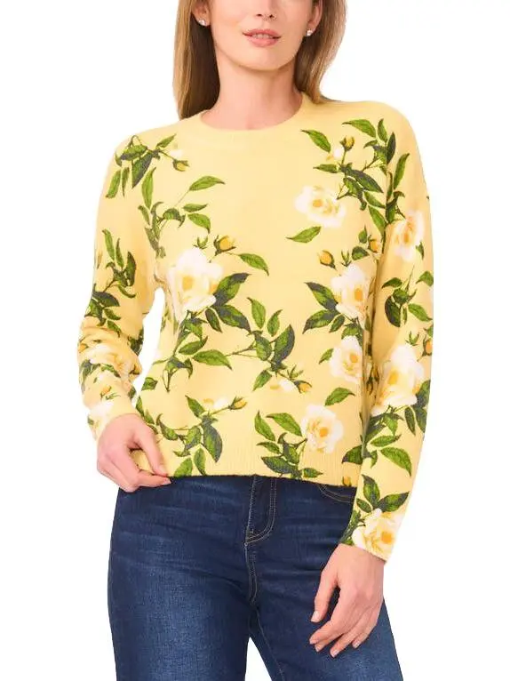 CECE DUPRAZ Floral Brushed Sweater - Misted Yellow
