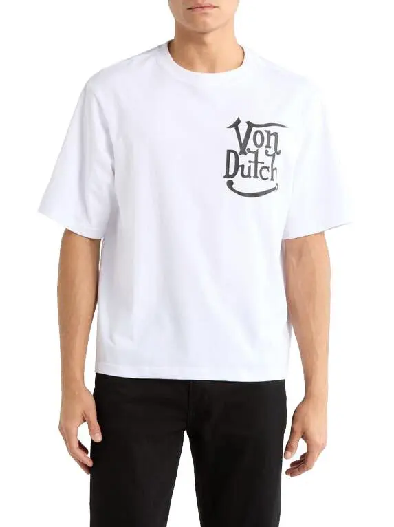 VON DUTCH Logo Cotton Blend Graphic T-shirt - Bright White