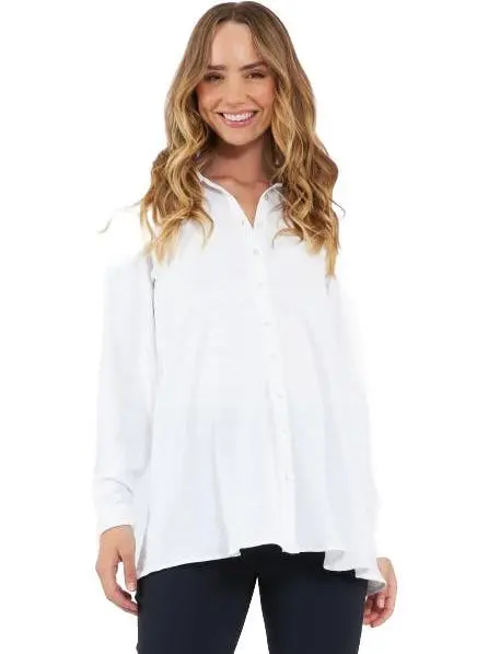 RIPE MATERNITY Tina Peplum Shirt - White