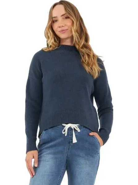 RIPE MATERNITY Cropped Nursing Knit - Denim Marle