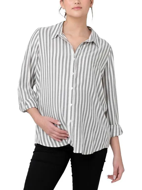 RIPE MATERNITY Lou Stripe Shirt - Black/white