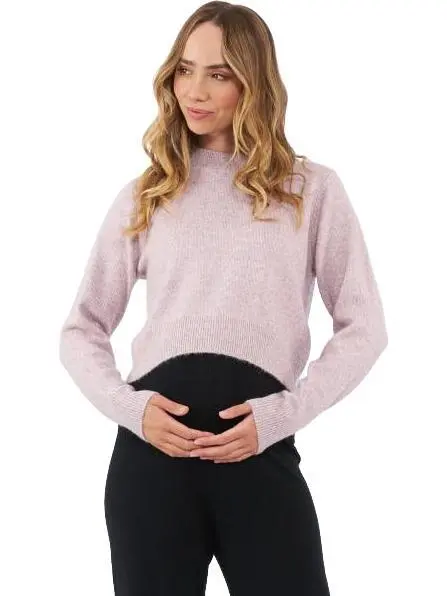 RIPE MATERNITY Tia Crop Knit - Pink Marle