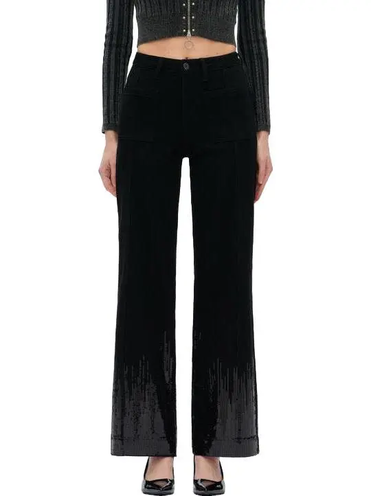 BAYEAS Sequin Embellished Wide Leg Pants - Black