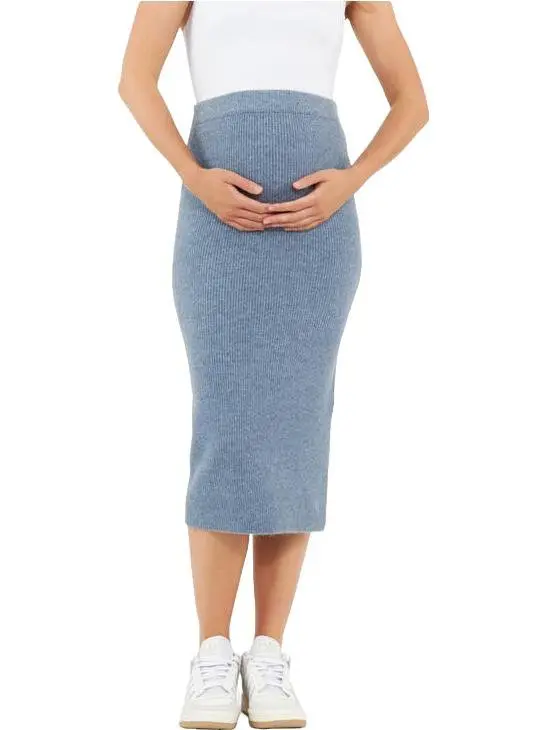 RIPE MATERNITY Dani Knit Maternity Skirt - Denim Marle