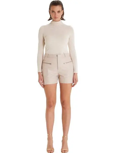 FURNIQ UK Leather Fashion Short - Beige