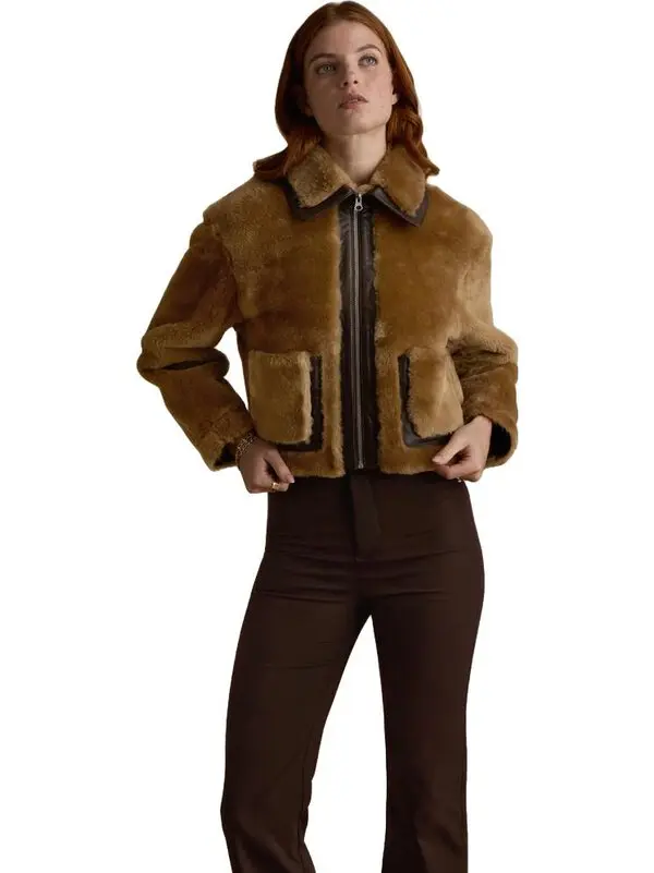 FURNIQ UK Lila Shearling Jacket - Brown