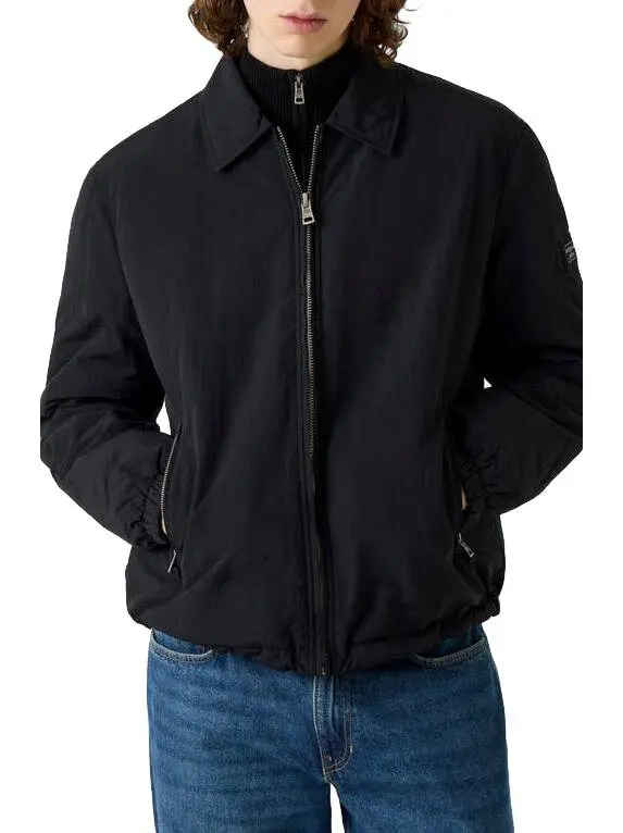 Guess Nylon Padded Bomber Jacket - Jet Black-black