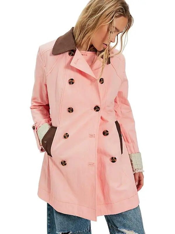 Free People Riley Canvas Car Coat - Coral