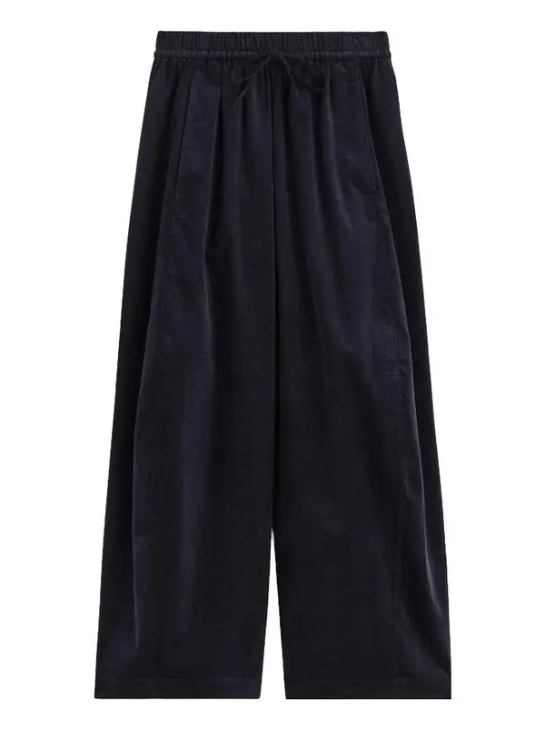 Cos Elasticated Corduroy Barrel-leg Trousers - Navy