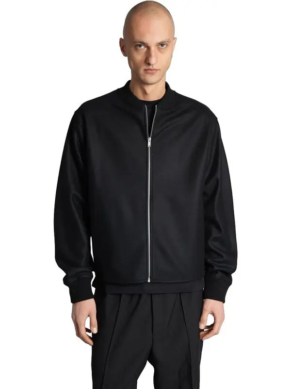 JIL SANDER Sweatshirt X Zip Bomber Jacket - Black
