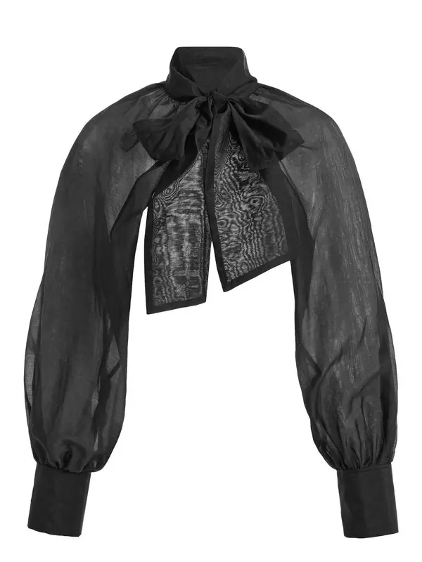 BY MALENE BIRGER Cotton-blend Bolero Top With Tie Detail - Black