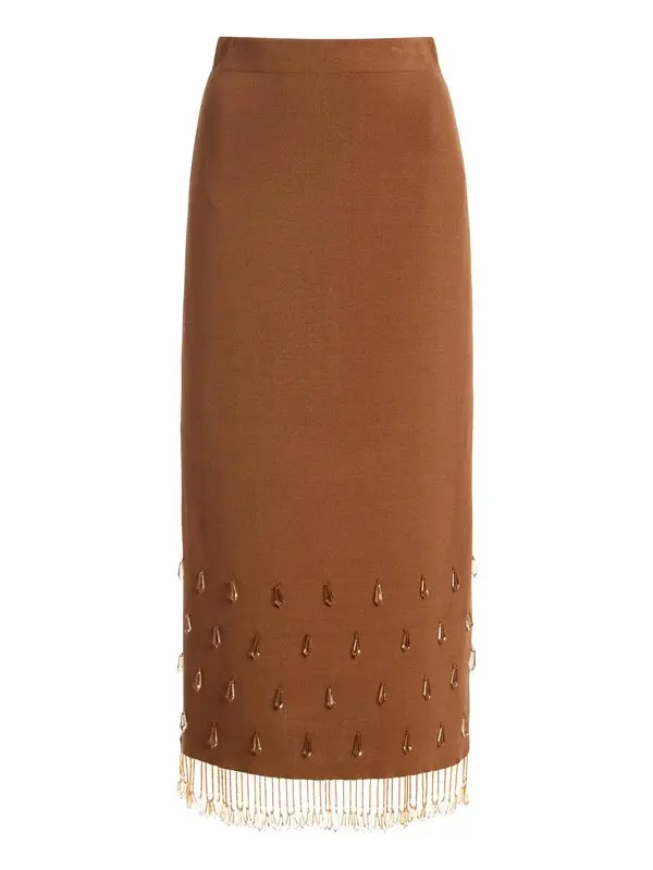 BY MALENE BIRGER Estilla Bead-embellished Midi Skirt - Bronze