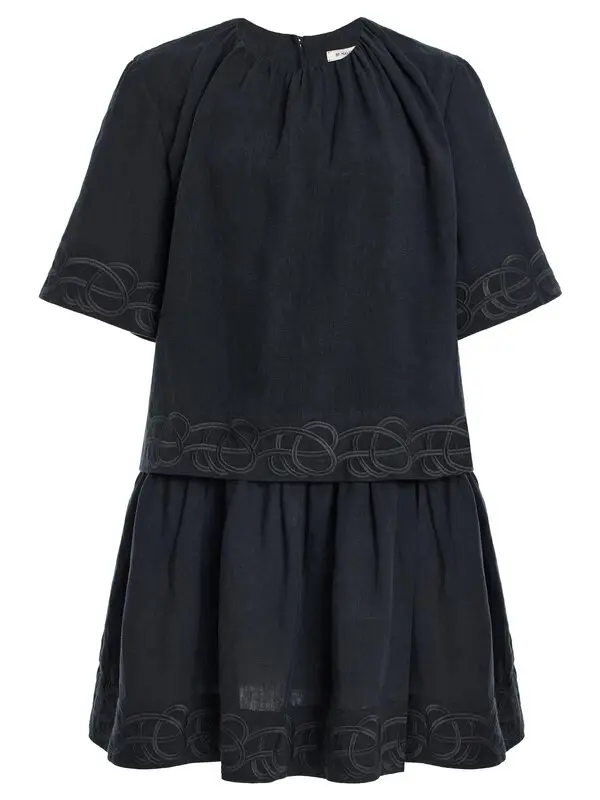 BY MALENE BIRGER Jania Tiered Linen Mini Dress - Black