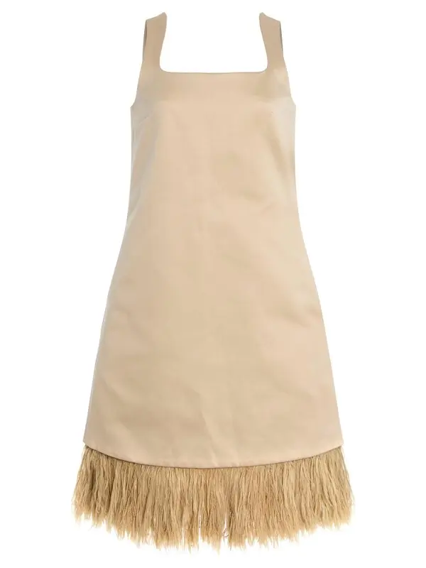 BY MALENE BIRGER Elva Feather-trimmed Mini Dress - Neutral