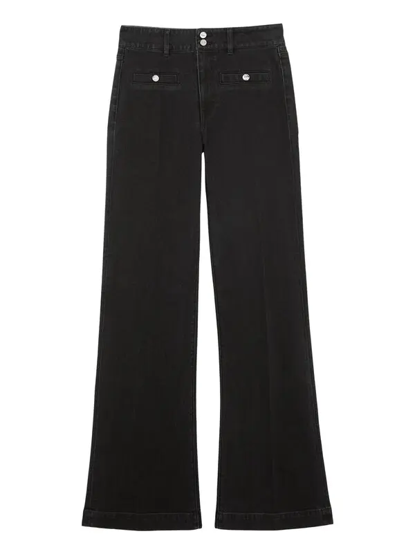 Paige Wide-leg High-rise Jeans - Washed Black