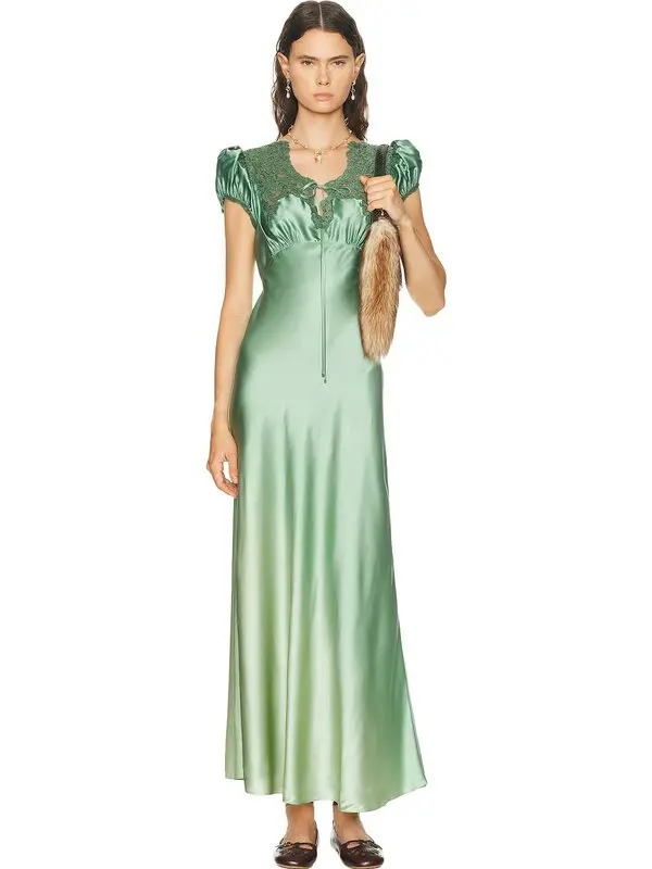 Chloé Slip Dress - Blurred Green