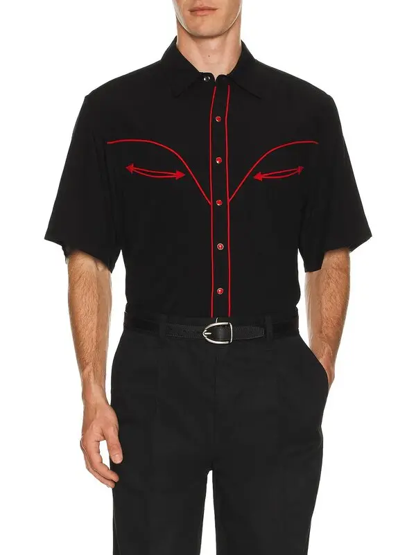 WACKO MARIA Western Shirt In Black - Black & Red