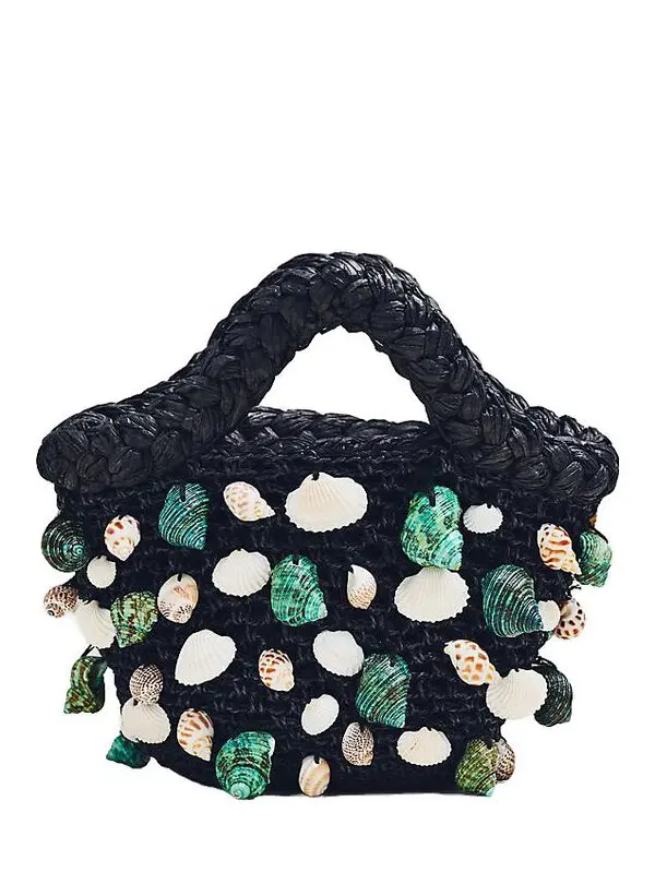 SIMONMILLER Shelly Raffia Tote Bag - Blue Green