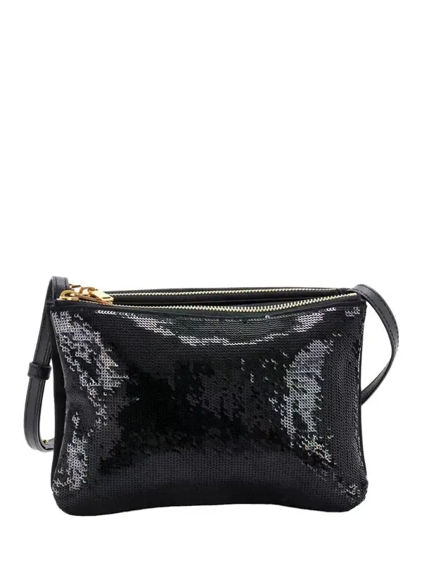 Celine Trio Sequin Embellished Nylon Small Crossbody Bag - Black