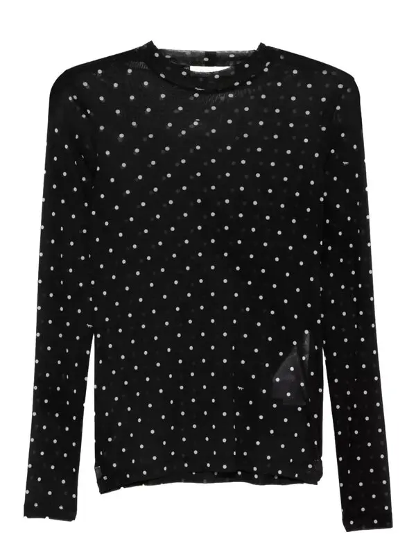 Maison Kitsuné Polka-dot Mesh Top - Black