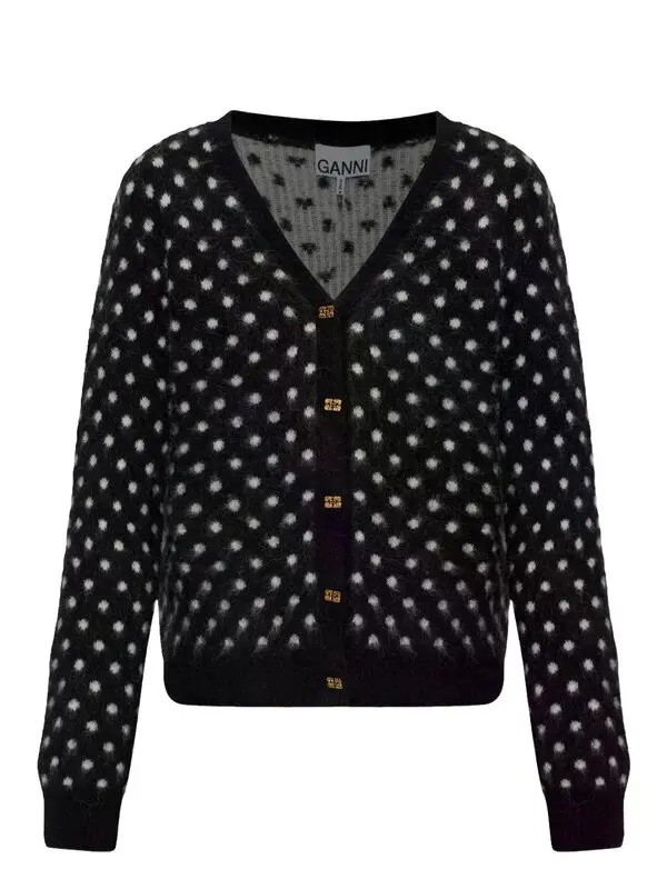 GANNI Polka Dot Cardigan - Black