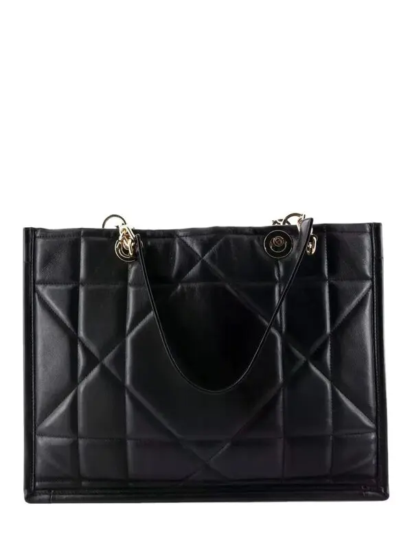 Dior Essential Archicannage Quilt Calfskin Medium Tote Bag - Black